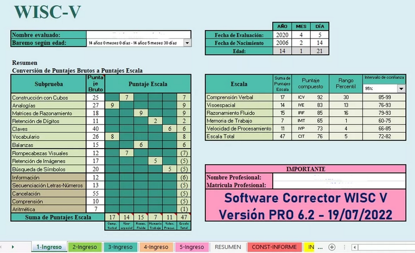 TEST INTELIGENCIA WISC V WISC 5