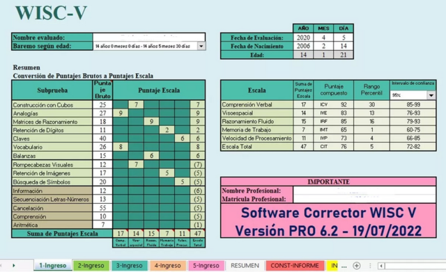 TEST INTELIGENCIA WISC V WISC 5