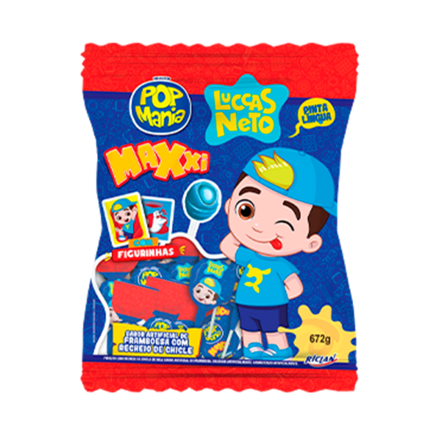 Pacote de Pirulito Grande Pop Mania Maxxi C24un 672g sabores