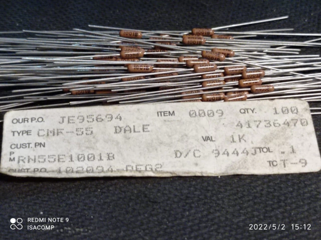 Resistor 1k 100mw 0,1% Rn55e1001b Dale