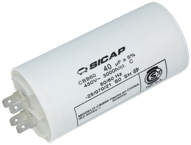 Capacitor Monofasico 40uf/450v Arranque Motores