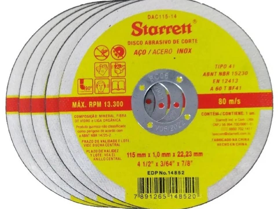 Disco De Corte Inox 4.1/2 Starrett 100pç - speedprime