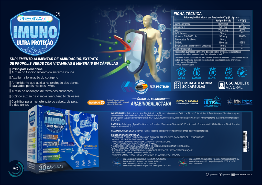 Previnavit IMUNO Ultra Proteção 30 Cápsulas
