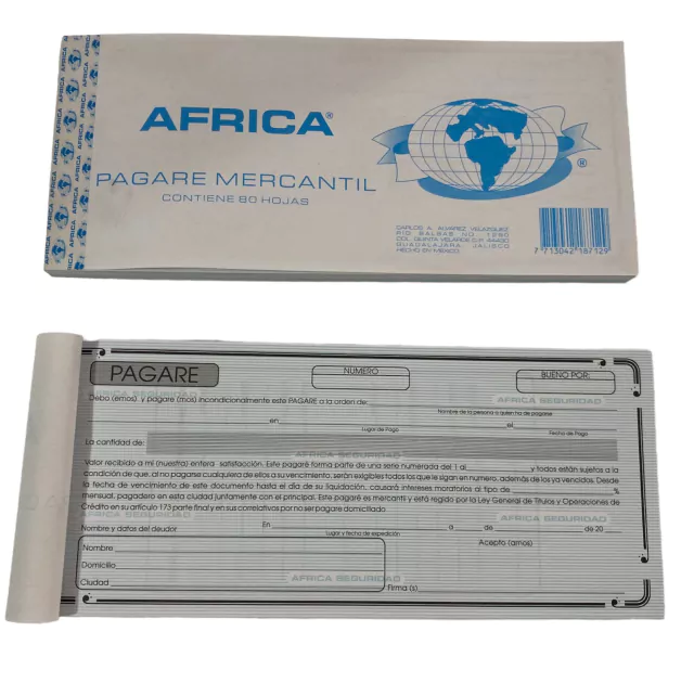 BLOCK PAGARE MERCANTIL C80 HOJAS AFRICA