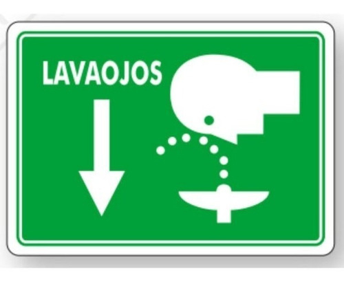 Señal Letrero Lava Ojos De Emergencia Verde 25x35cm
