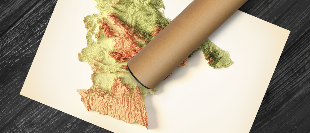 Mapa de Relevo Colorido Bahia | Highland Restaurações