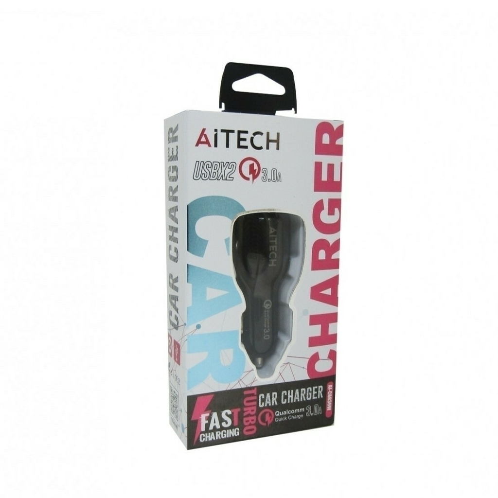Cargador De Auto Aitech Turbo Ai-Car 36w 6a 2usb C/ Cable Tipo C