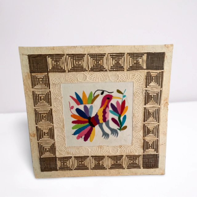 Lienzo Bordado Teheña cenzontle 40 cm - Amatti