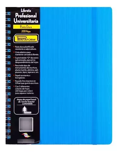 LIBRETA PROFESIONAL PRINTAFORM PASTA DURA UNIV. 200H RAYA