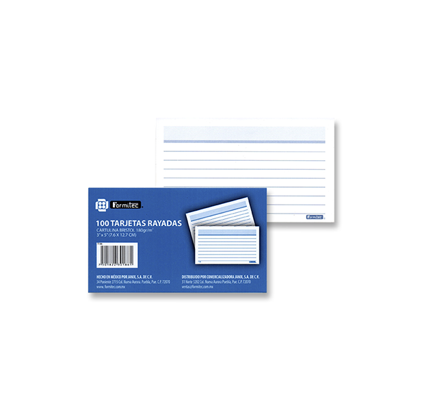 BLOCK TARJETA RAYADO GRIS 3 X 5 BIBLIOG FORMITEC