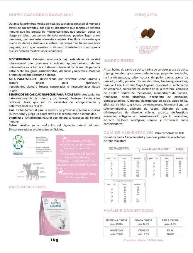 Alimento Cachorro Razas Mini Nupec