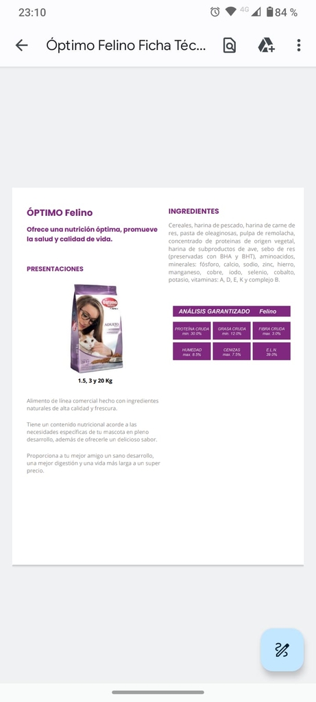 Alimento para gatos en croquetas Óptimo Felino