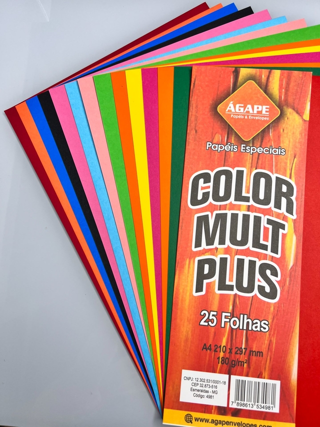 Papel Color plus 180g A4 com 25 folhas