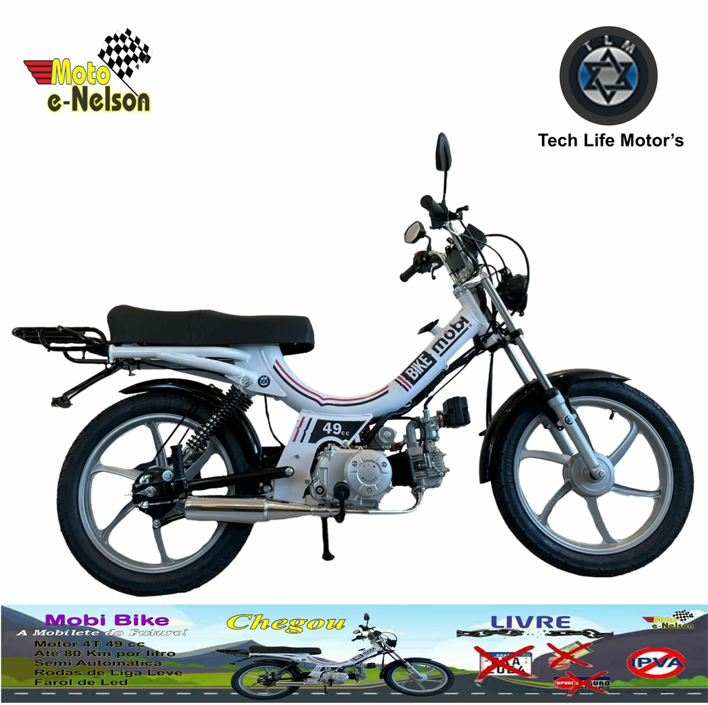 Mobi Bike Branca 50 cc. A Mobilete do Futuro!
