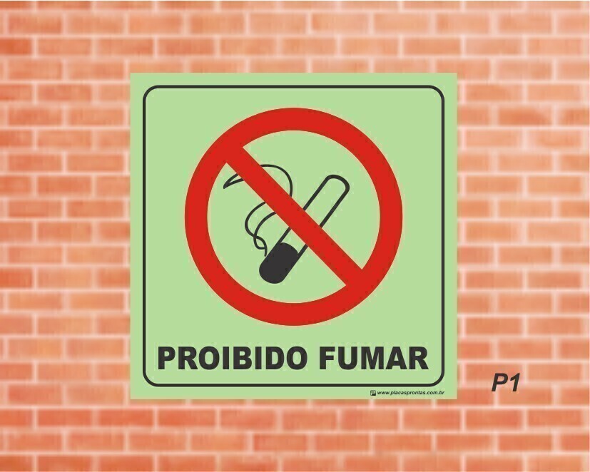 Placa de Sinalização tipo Pictograma Proibido Fumar Usar em local on