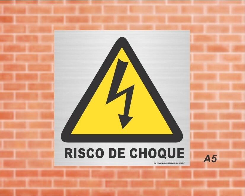 Placa de Sinalização tipo Pictograma Risco de Choque Elétrico. A5
