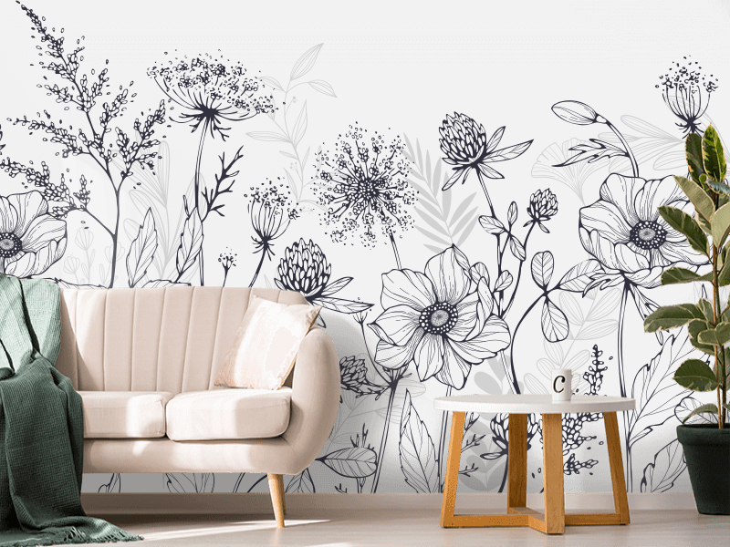 Mural Floral Line art - Comprar en Petit Papel