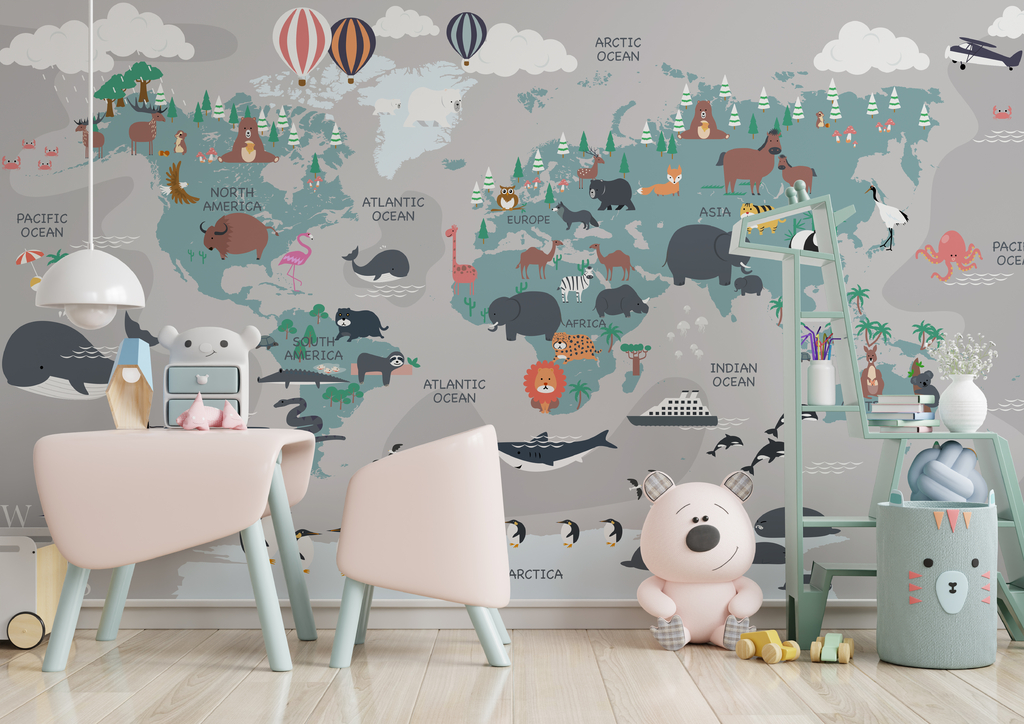 Mural Mapa Planisferio Kids - Comprar en Petit Papel