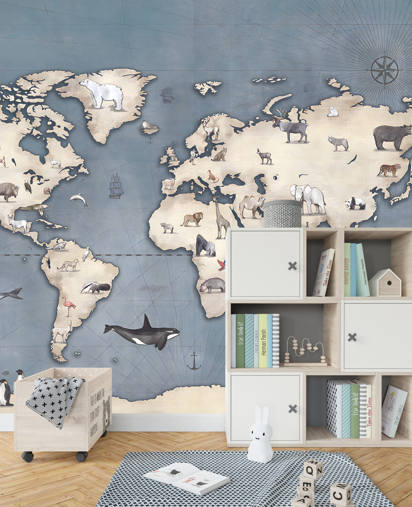 Mural Mapa con Animales - Comprar en Petit Papel