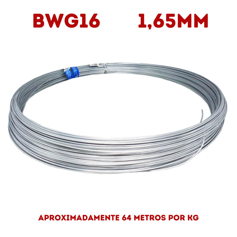 ARAME GALVANIZADO BWG16 1,65mm ROLO 1KG - Arttelas