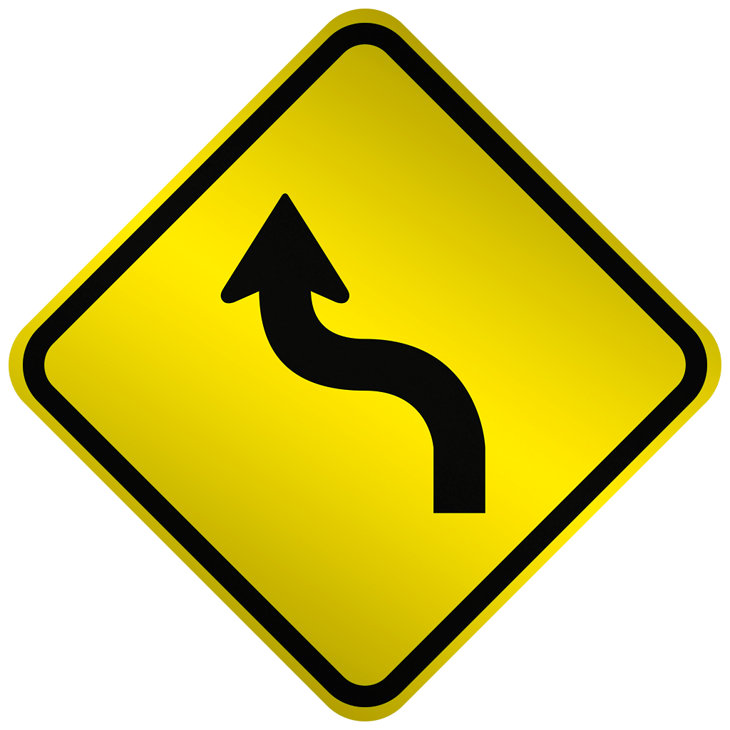 Placa "Curva acentuada em S à esquerda" Sinalização Viária
