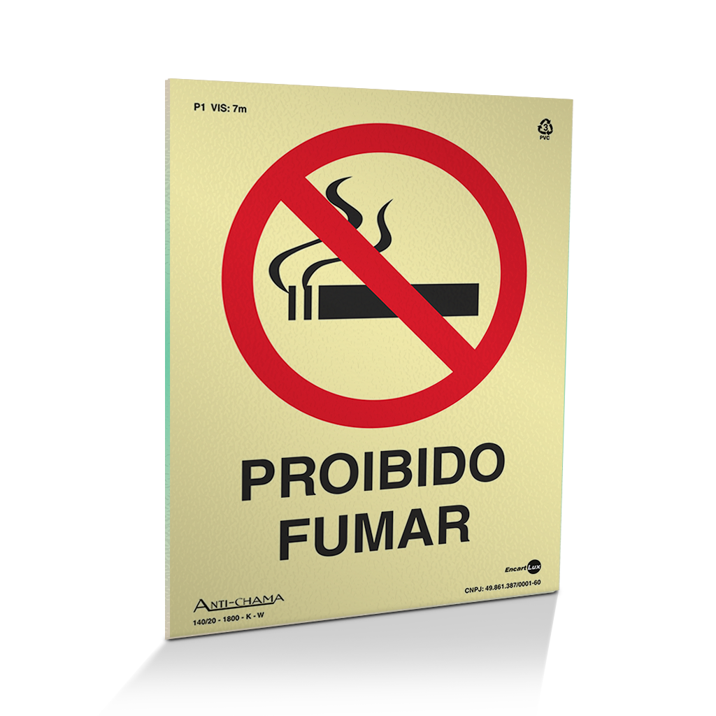 Placa Fotoluminescente P1 Proibido Fumar