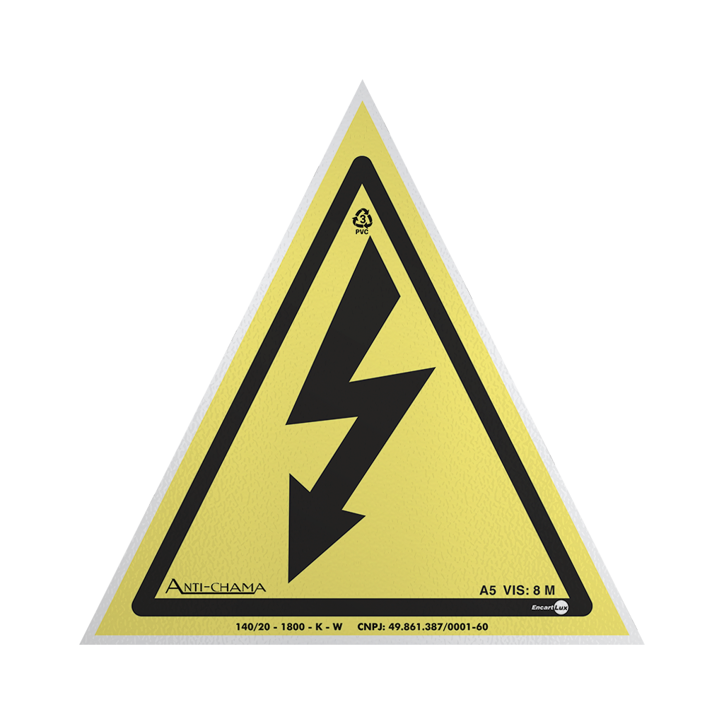 Placa Fotoluminescente A5 Risco de Choque Elétrico Placa Fotoluminescente A5 Risco de Choque Elétrico