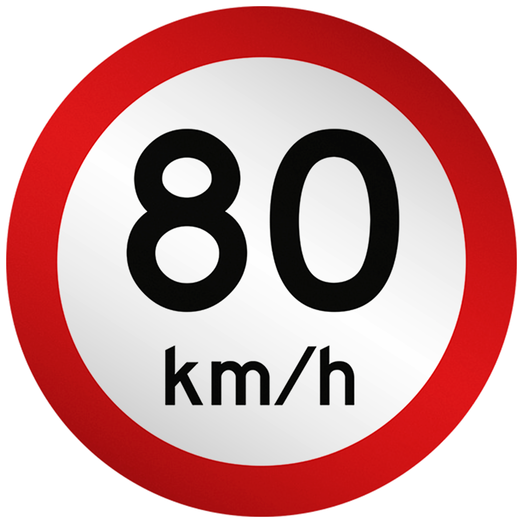 Placa "Velocidade máxima permitida 80km" Sinalização Viária