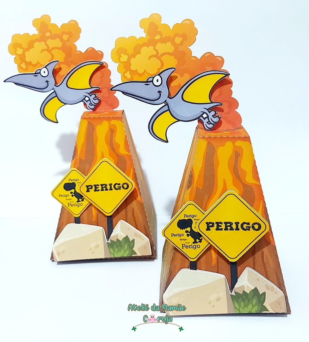 Caixa Cone Vulcão Dinossauro - 10 unidades