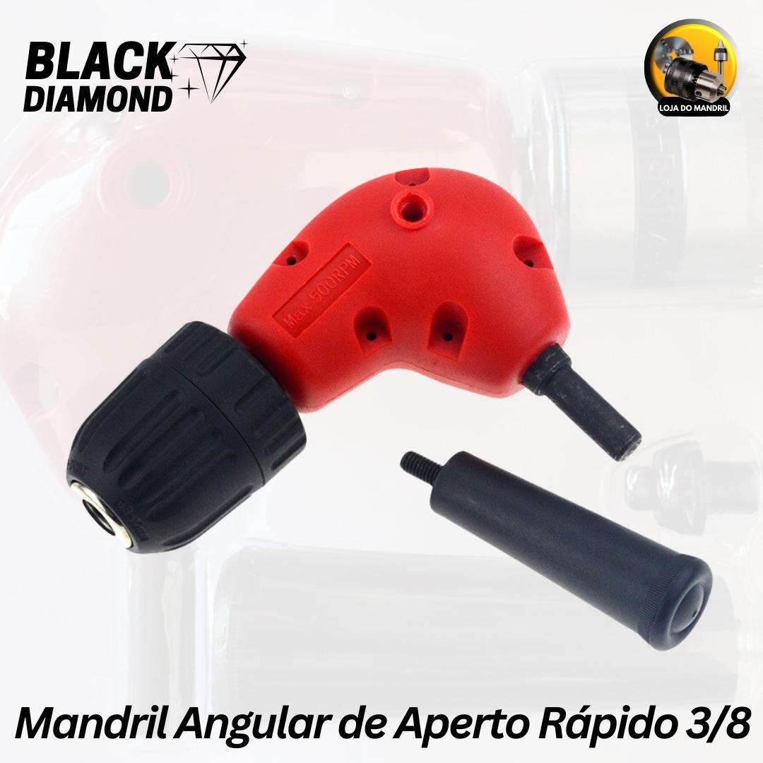 Mandril Angular Aperto Rápido 10L 3/8 x 24 UNF 90 Graus Para Furadeir