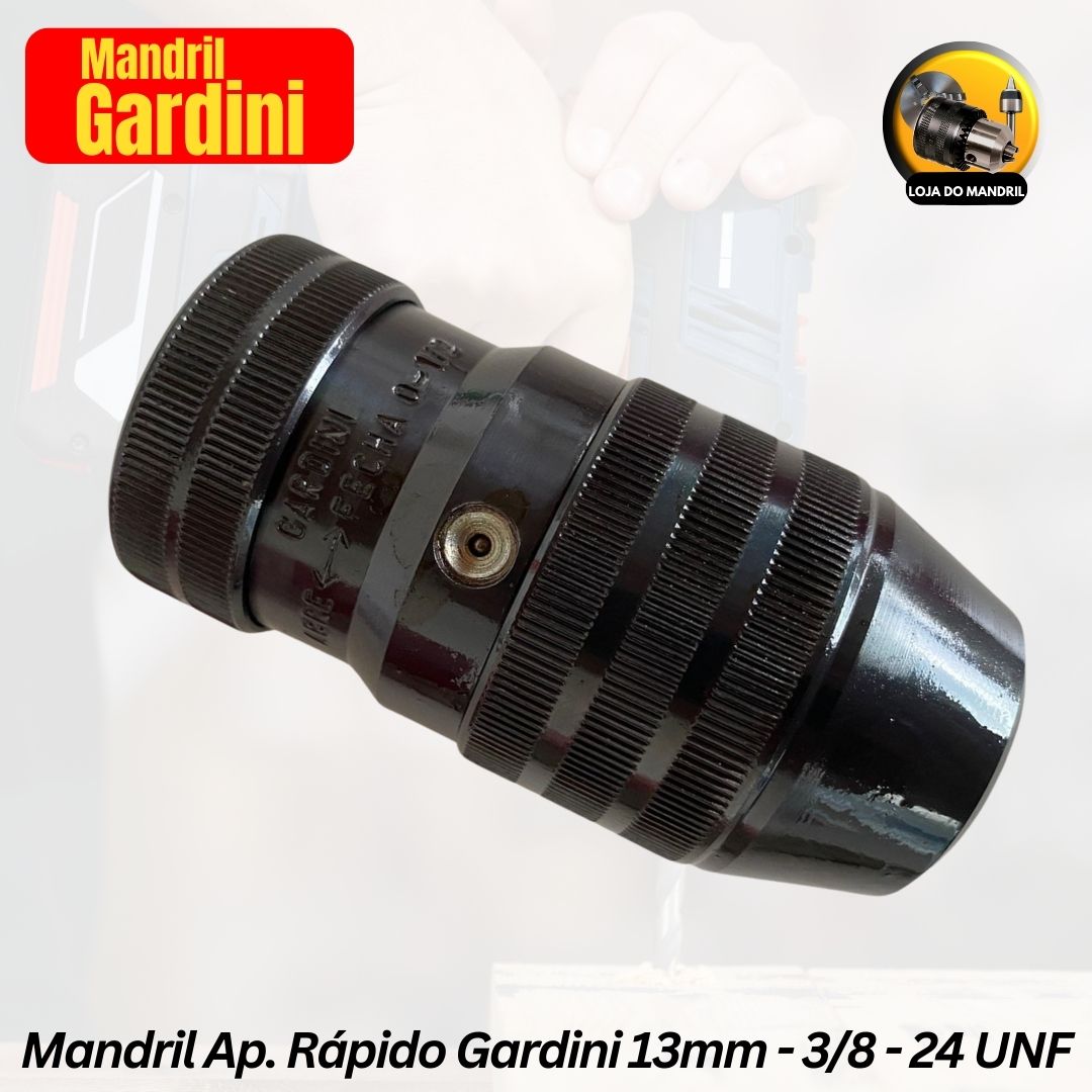 Mandril Ap/ Rápido Gardini 0,0 - 13,0mm (0 - 1/2" ) c/ rosca 3/8" x 2
