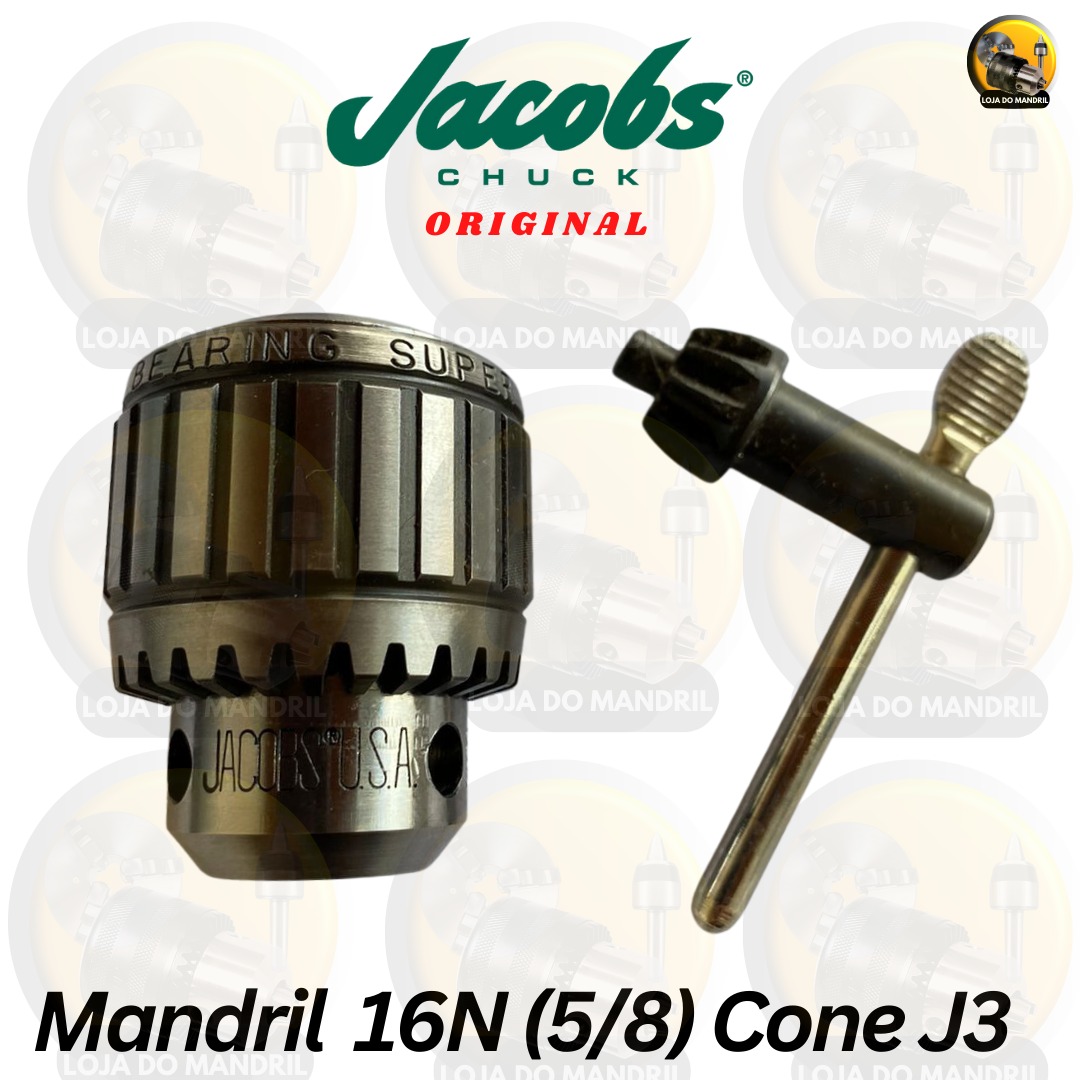 Mandril Industrial Jacobs Original 16 N (5/8) Rolamentado Cone J3