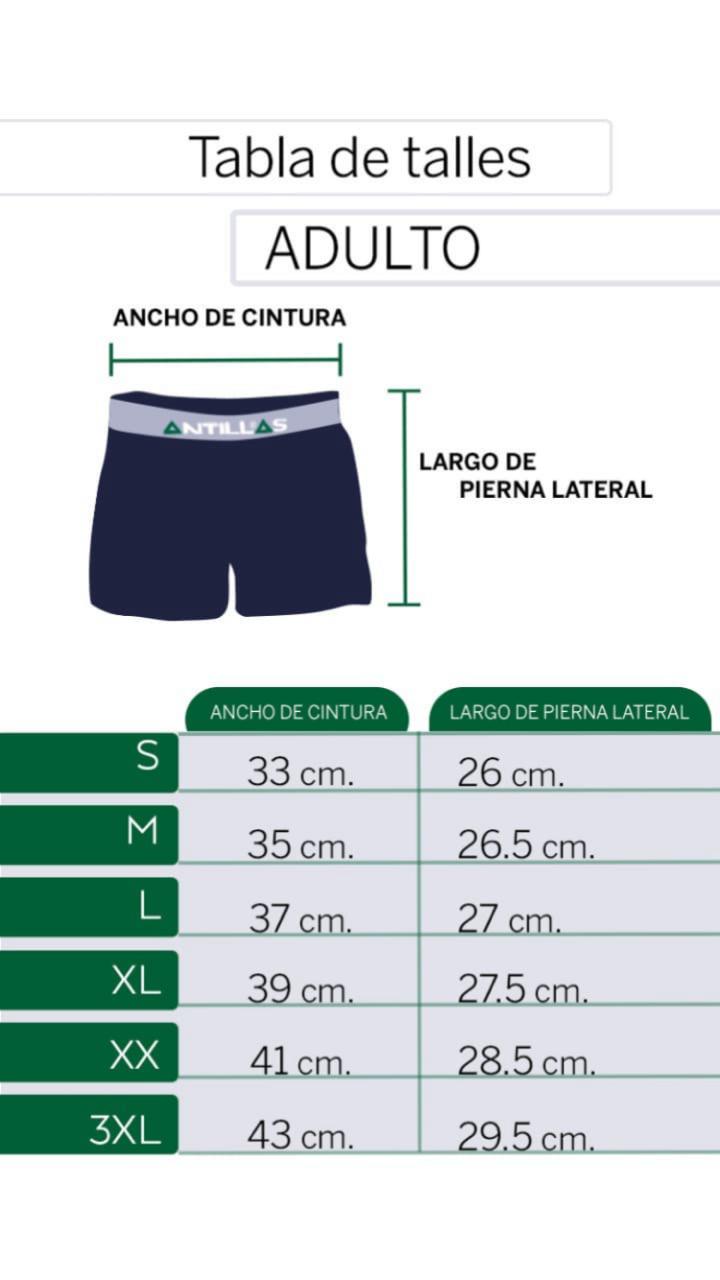 Art. 1250 - Antillas - Boxer adulto algodon y lycra liso