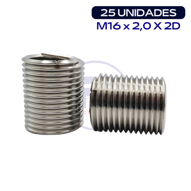 Rosca Postiça Helicoil M16 X 2,0 X 2D - 25 Unidades
