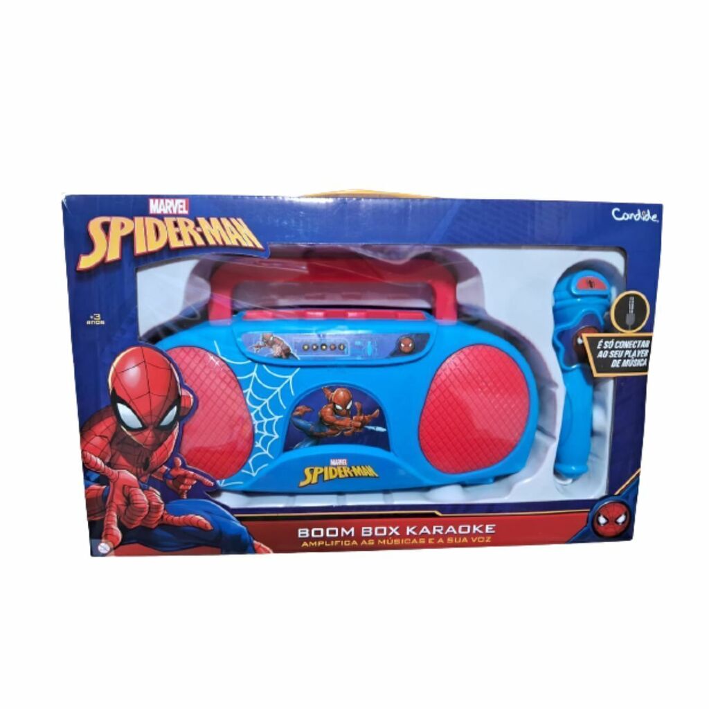 Boom Box Karaoke Com Microfone Musical Infantil Homem Aranha