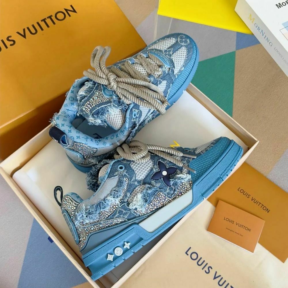 LOUIS VUITTON LV SKATE TRAINER "BLUE SWAROVSKI MONOGRAM"