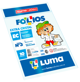 FOLIOS ESCOLAR X 10 PP EXTRA TRANSP LUMA
