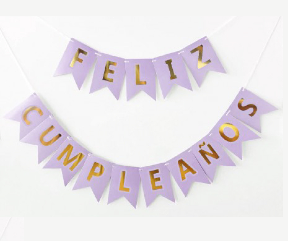 BANDERIN FELIZ CUMPLEAÑOS LILA - Festypack Cotillón