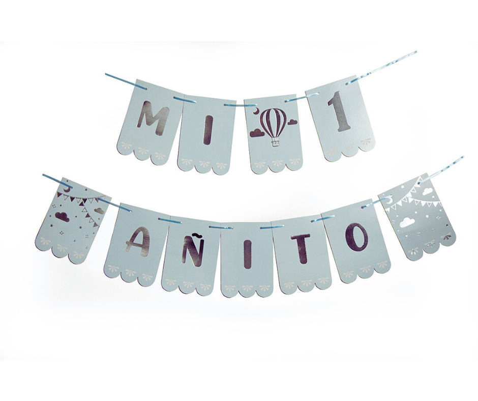 BANDERIN MI 1° AÑITO CELESTE - Festypack Cotillón