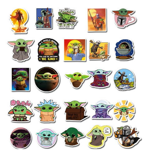 Star Wars Grogu 100 Calcomanias Stickers Vinil Pvc Vs Agua