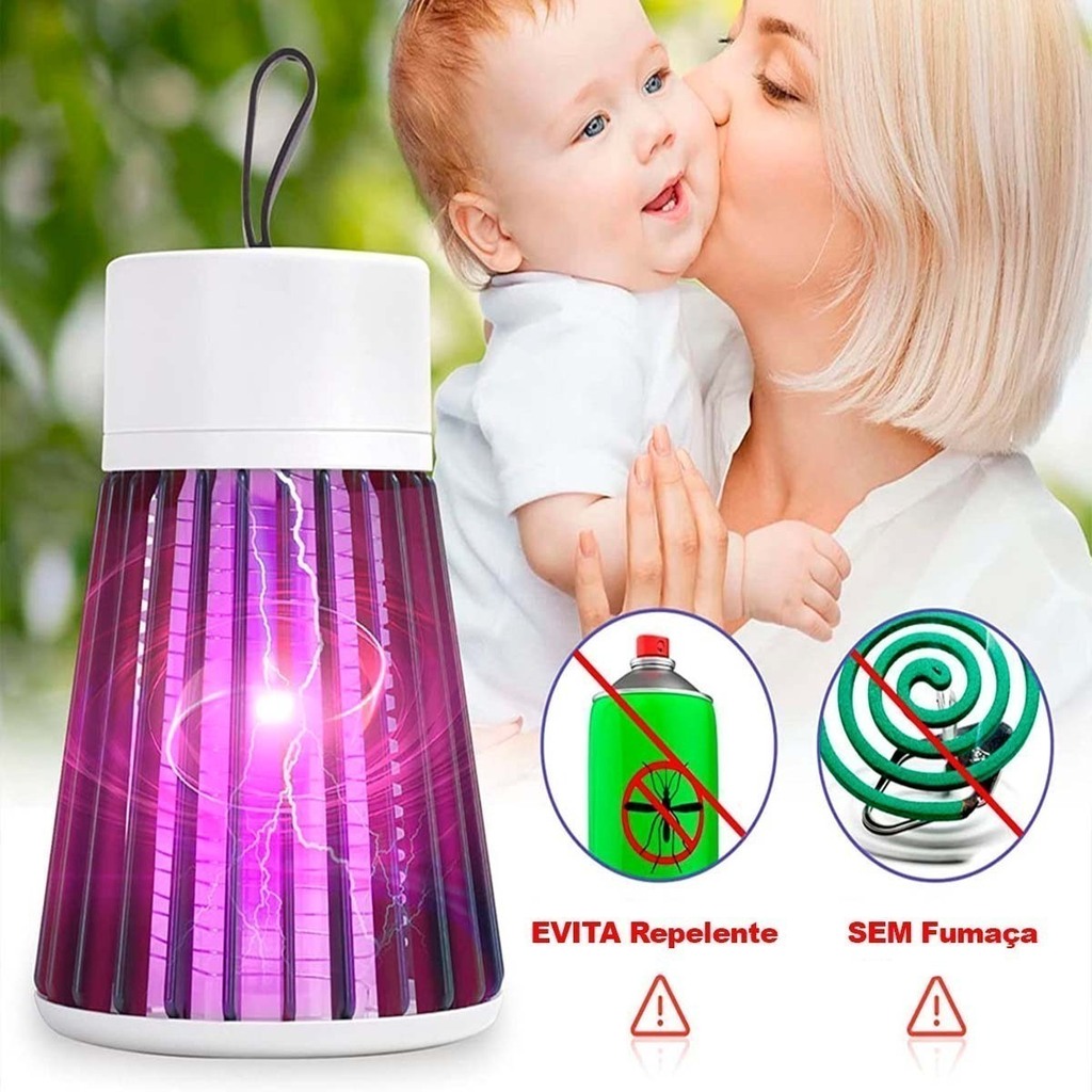 Lampada LED Mata Mosquito E Pernilongo Elétrico Portátil Usb