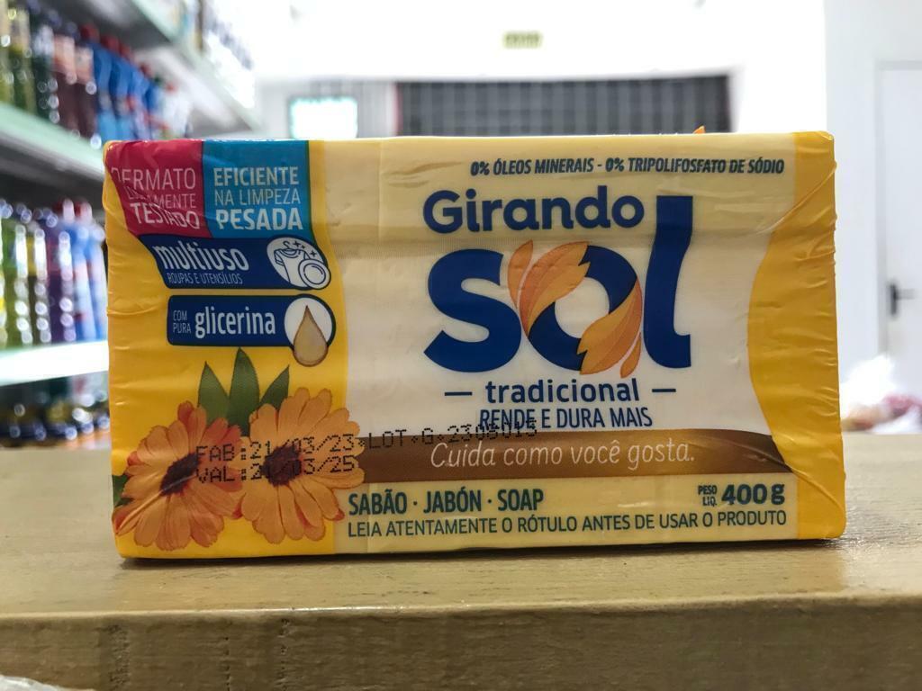 SABÃO EM BARRA AMARELO 400G GIRANDO SOL
