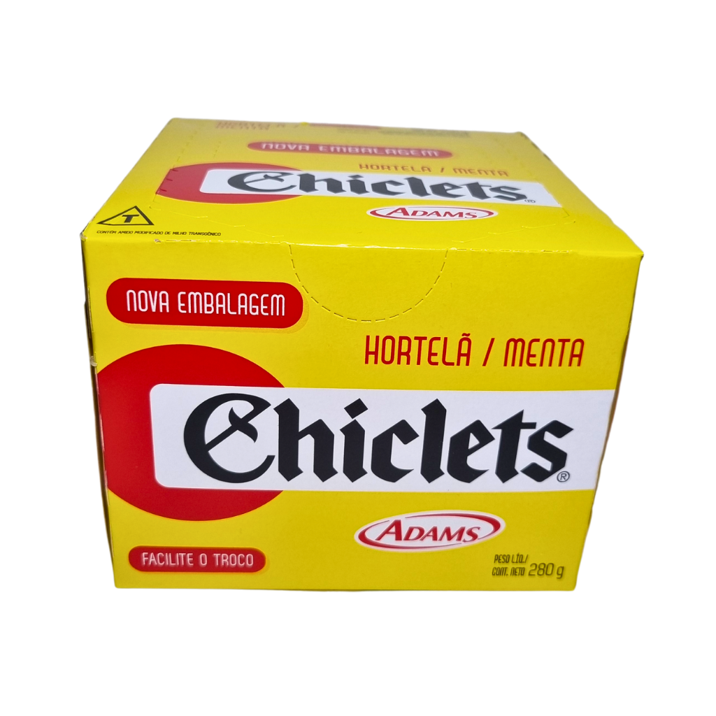 Chiclets sabor Hortelã/Menta Adams c/ 100 unidades 280g