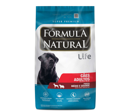 Fórmula Natural Life Super Premium para Cães Adultos de Raças Média e ...