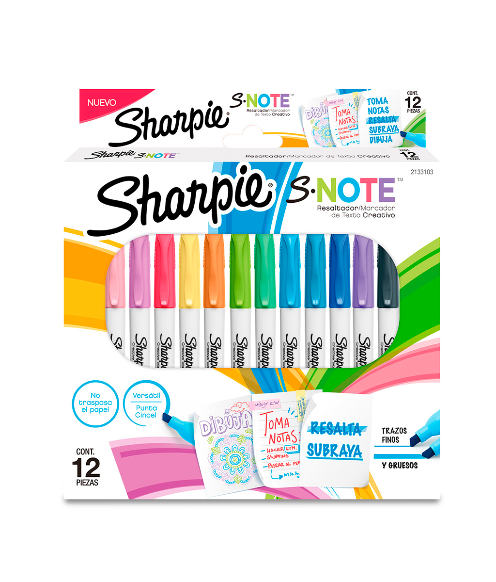 Marcatextos Sharpie SNOTE (Set 12) - papeleriabg