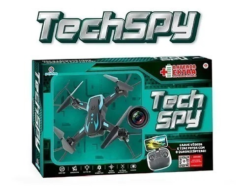 DRONE QUADRICOPTERO TECHSPY + CAMERA FILMADORA BATERIA EXTRA