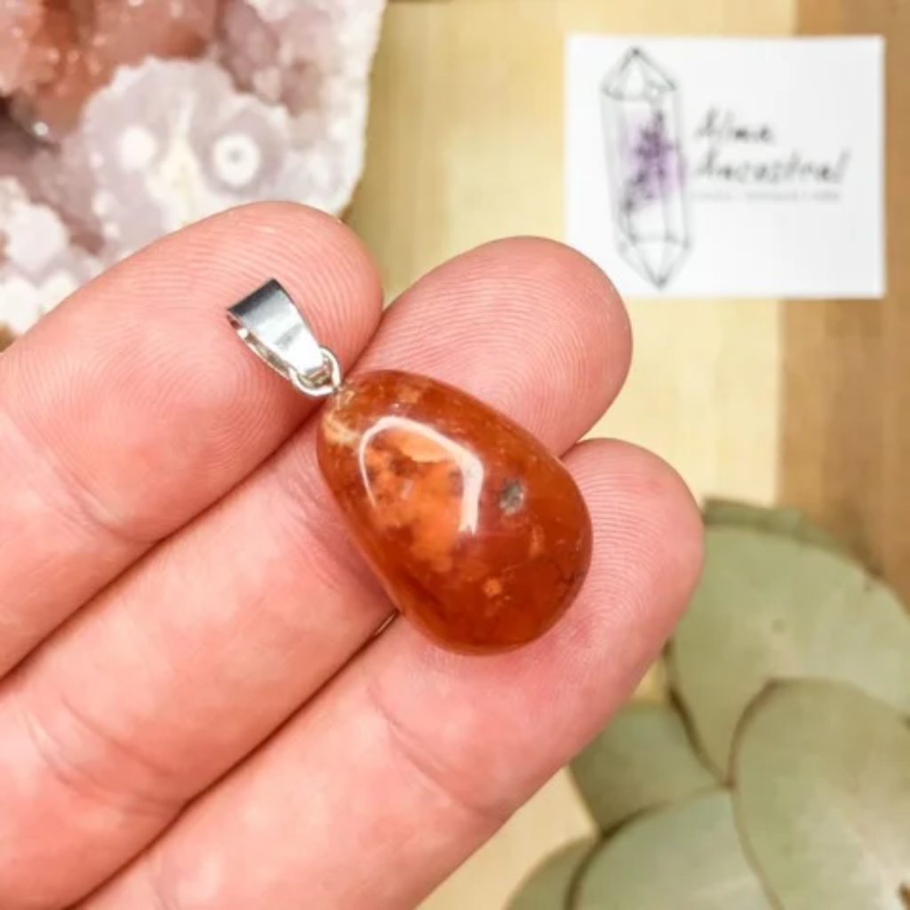 DIJE ÁGATA CORNALINA ROLADA - ENGARCE SIMPLE