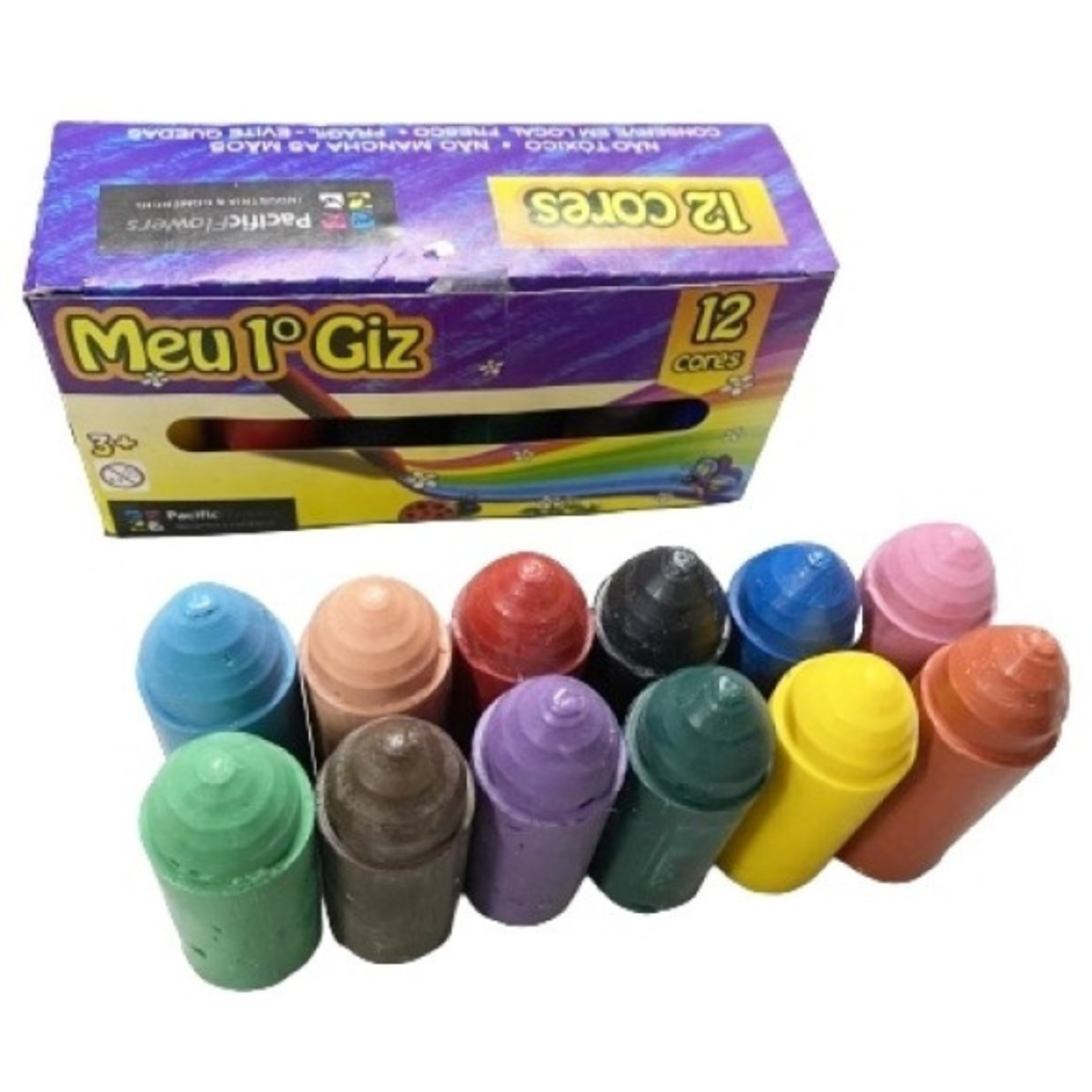Conjunto de giz de cera grosso (12 cores)