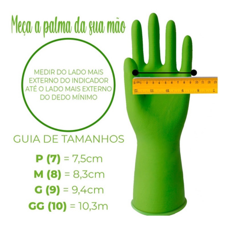 Luva de Proteção Látex Multiuso Moderada Par Verde P, M e G - Vabene