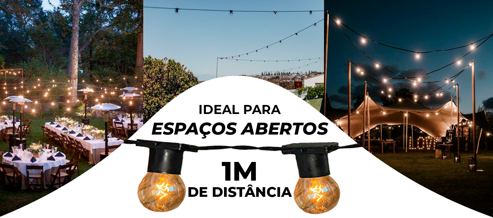 Varal de Luzes Área Externa com Lâmpada de LED 1W